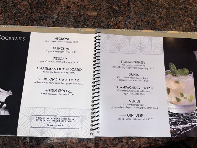 Bar menus on Caribbean Princess – The Chill Cruiser