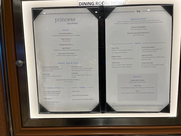 Main dining room menus on Enchanted Princess (10-day Caribbean) – The ...